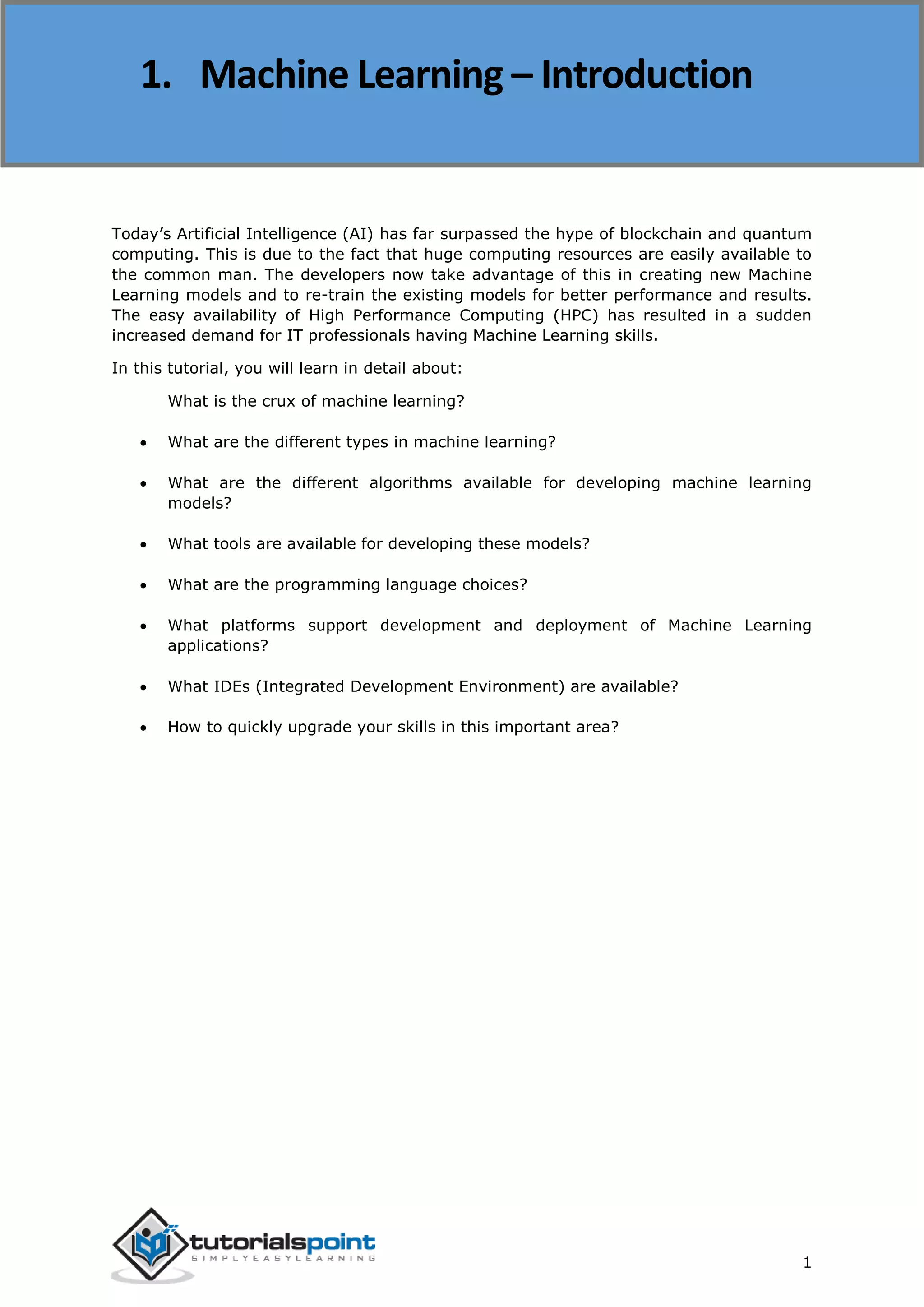 Machine learning tutorial | PDF