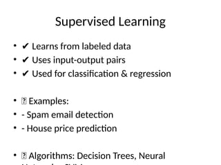 Machine Learning Types -4 types of Learning | PPT