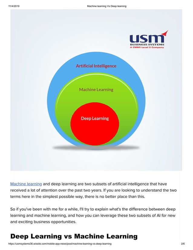 Machine learning vs deep learning | PDF
