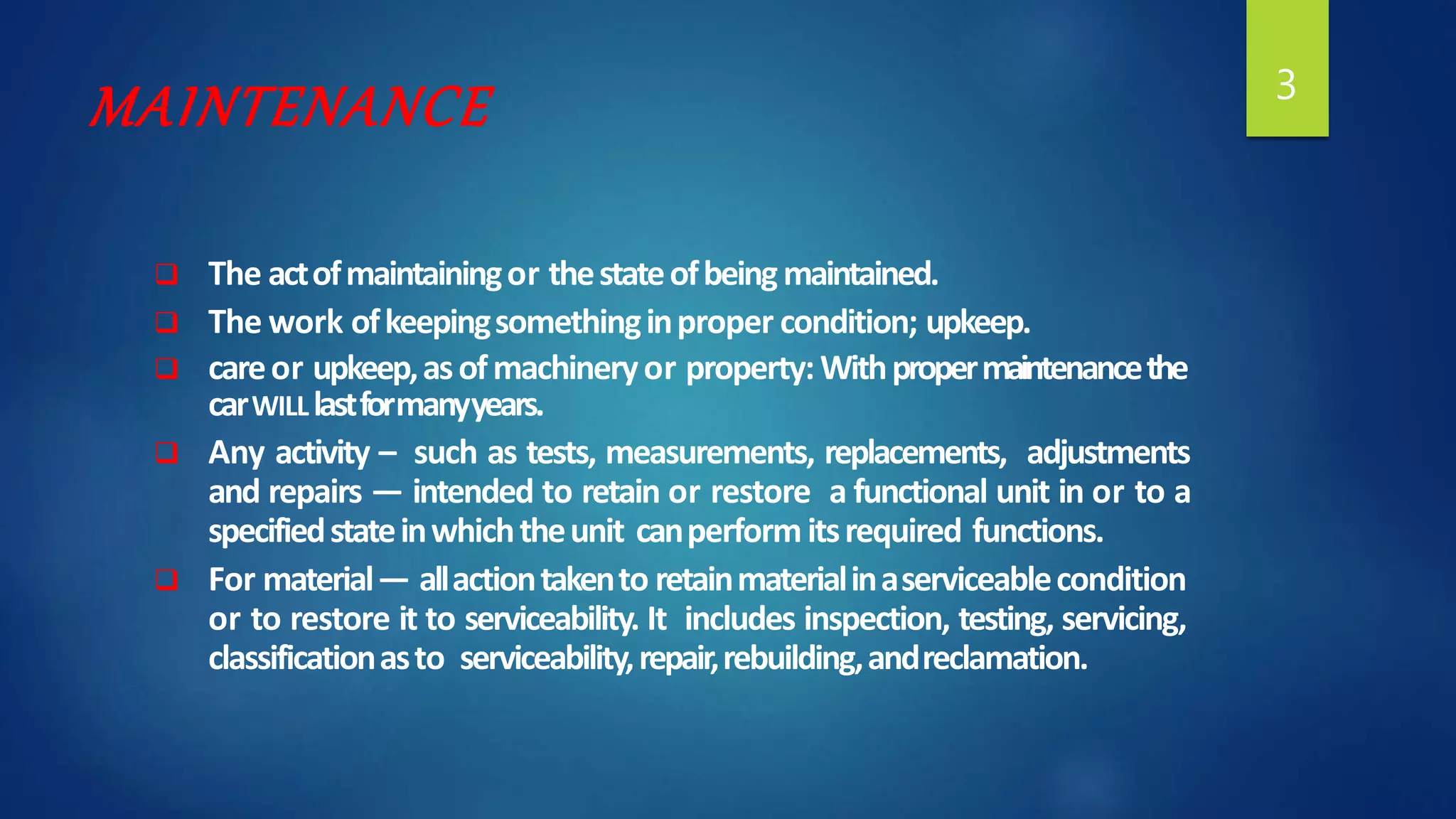 Machine maintenance | PPTX