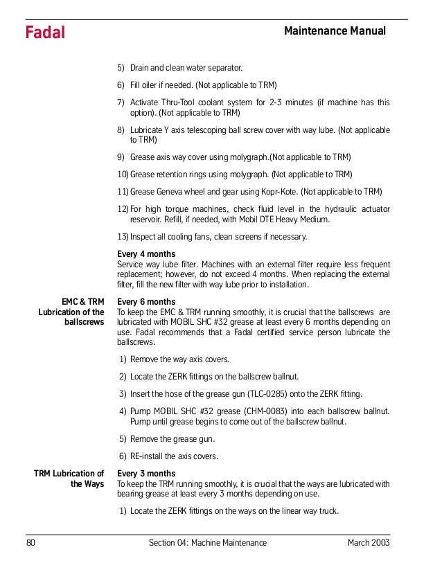 Fadal Maintenance Manual | PDF