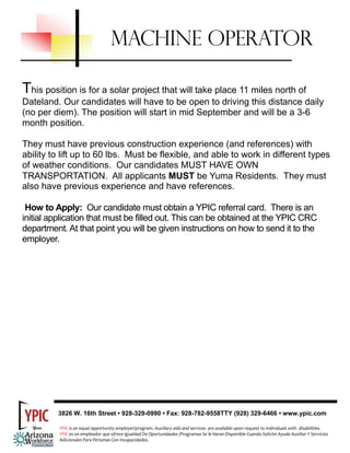 Machine Operator | PDF