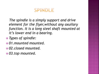 Machine parameter of speed frame | PPTX