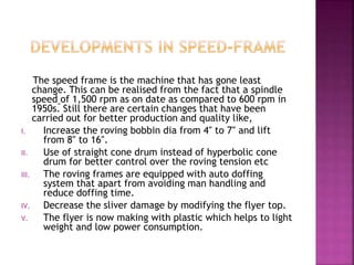 Machine parameter of speed frame | PPTX