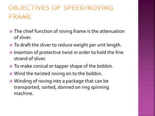 Machine parameter of speed frame | PPTX