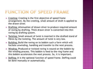 Machine parameter of speed frame | PPTX