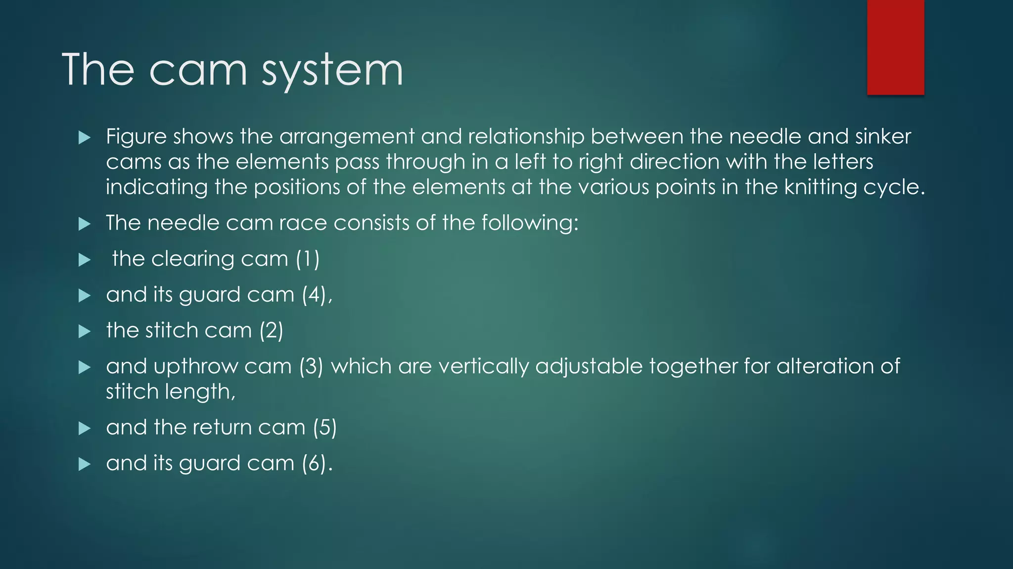 knitting Machine parts, knittging action & cam system | PDF