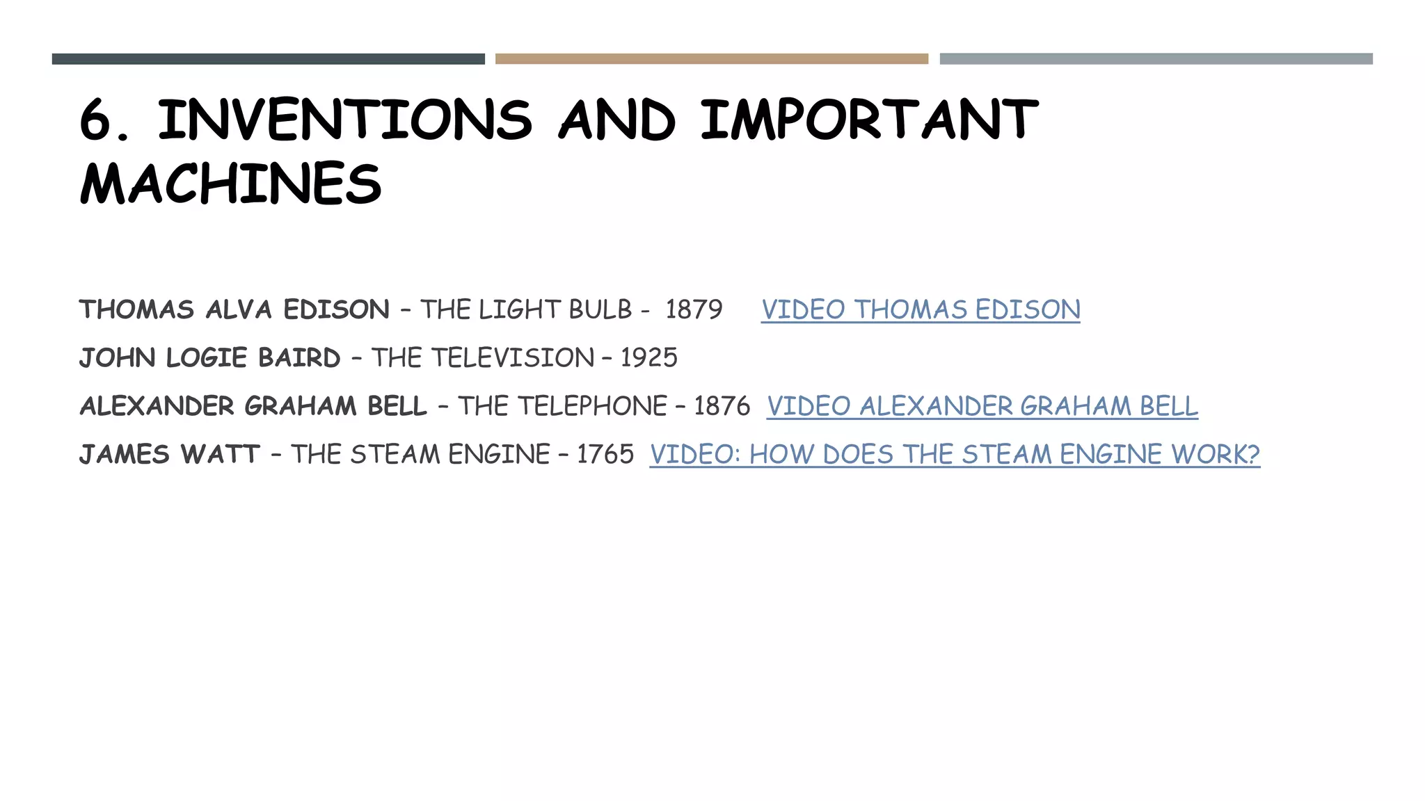 Machines, electricity and inventions | PPT