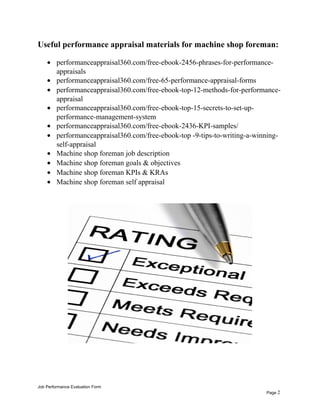 Machine shop foreman performance appraisal | DOC