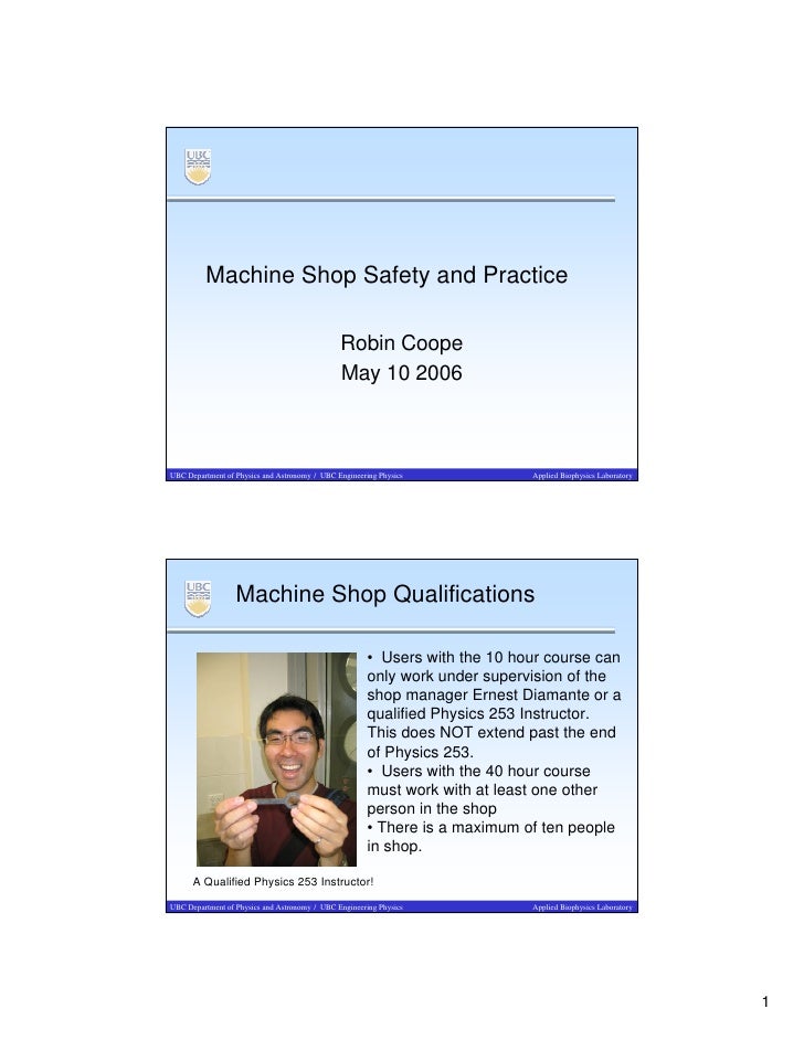 Machine Shop Safety And Practice 2006 Machine Shop Safety And Practice 2006