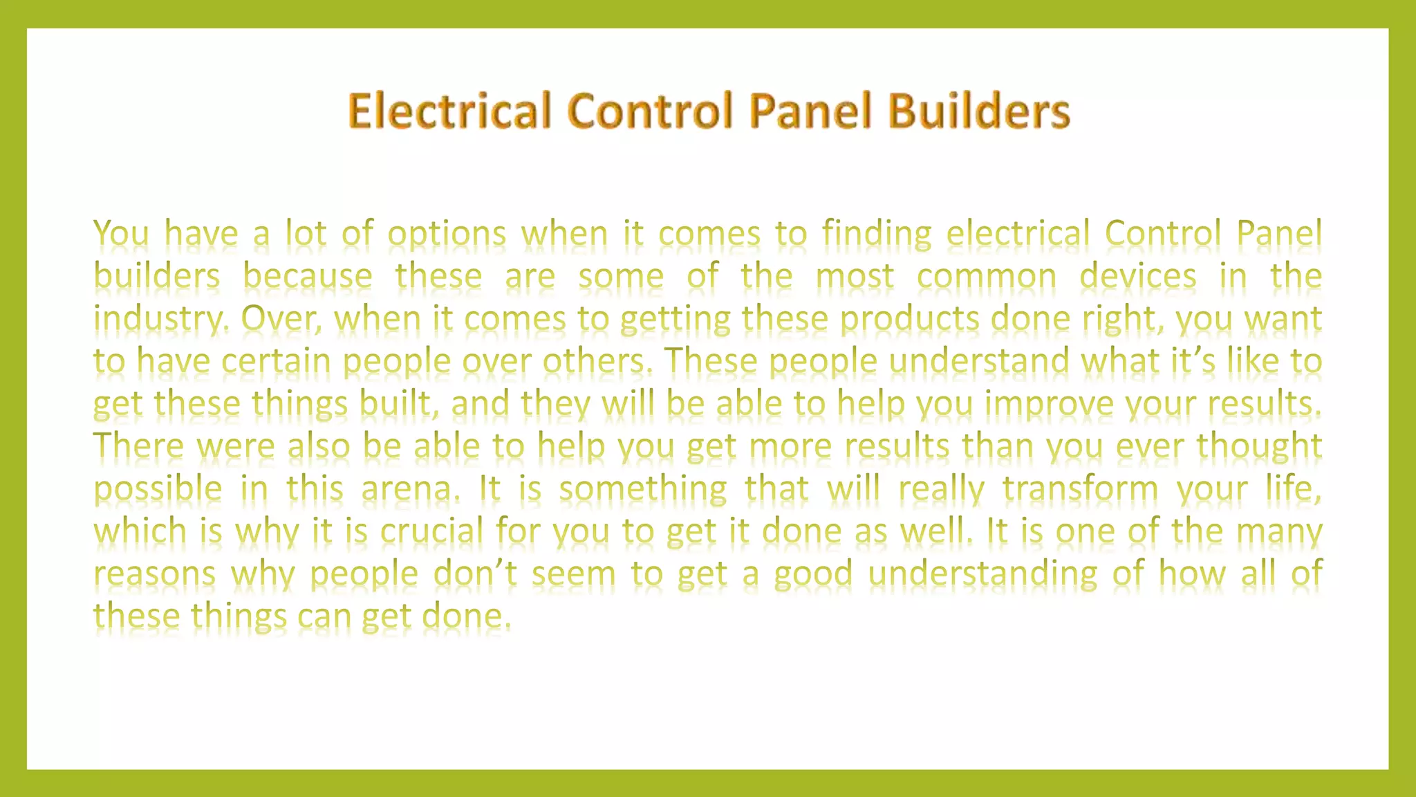 Machine tool and control panel builders | PPTX