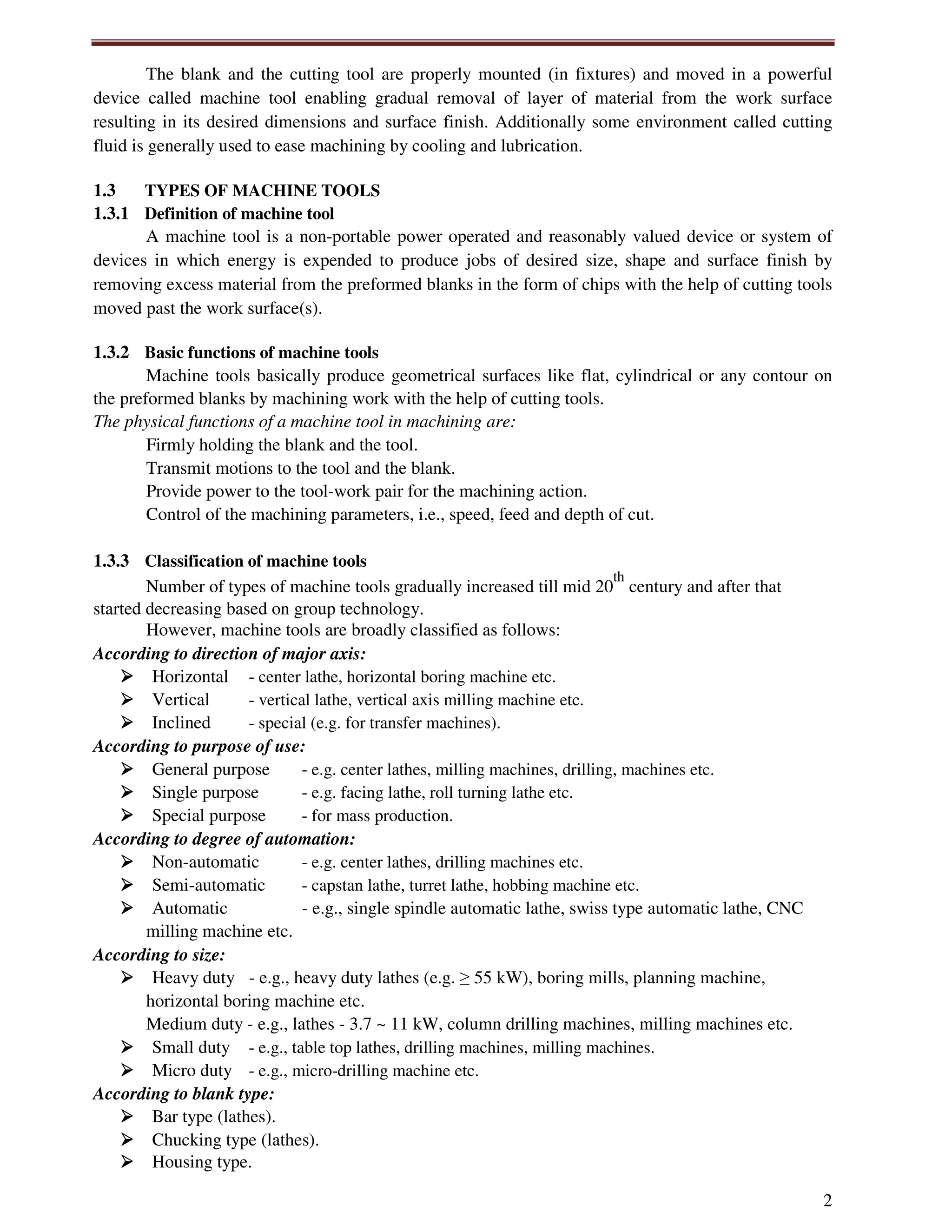 Machine tools lecture notes iii-i | PDF