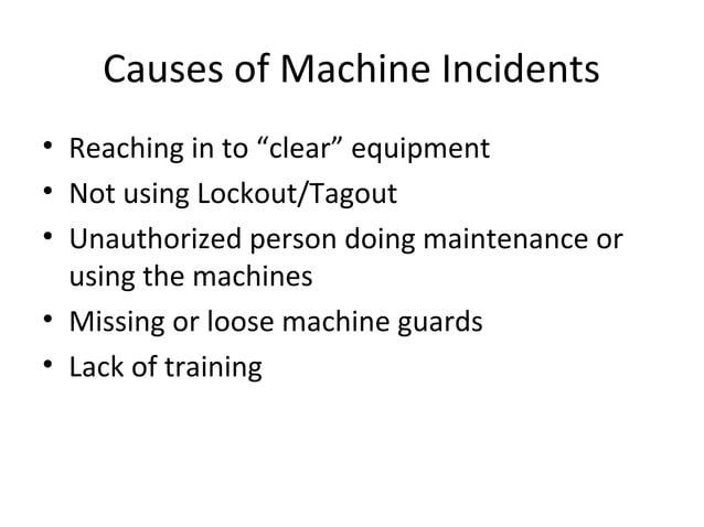 Machine tools safety | PPT | Death, Injury, or Military Conflict ...