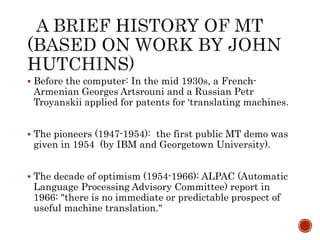 Machine Translation ppt for engineering students | PPT