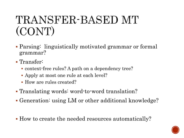 Machine Translation ppt for engineering students | PPT