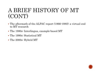 Machine Translation ppt for engineering students | PPT