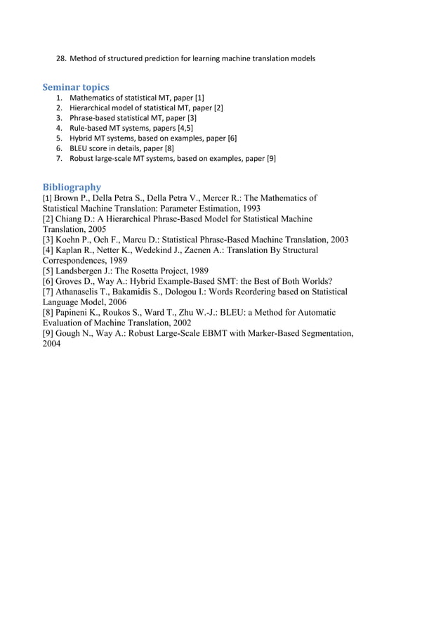 Machine translation course program (in English) | PDF