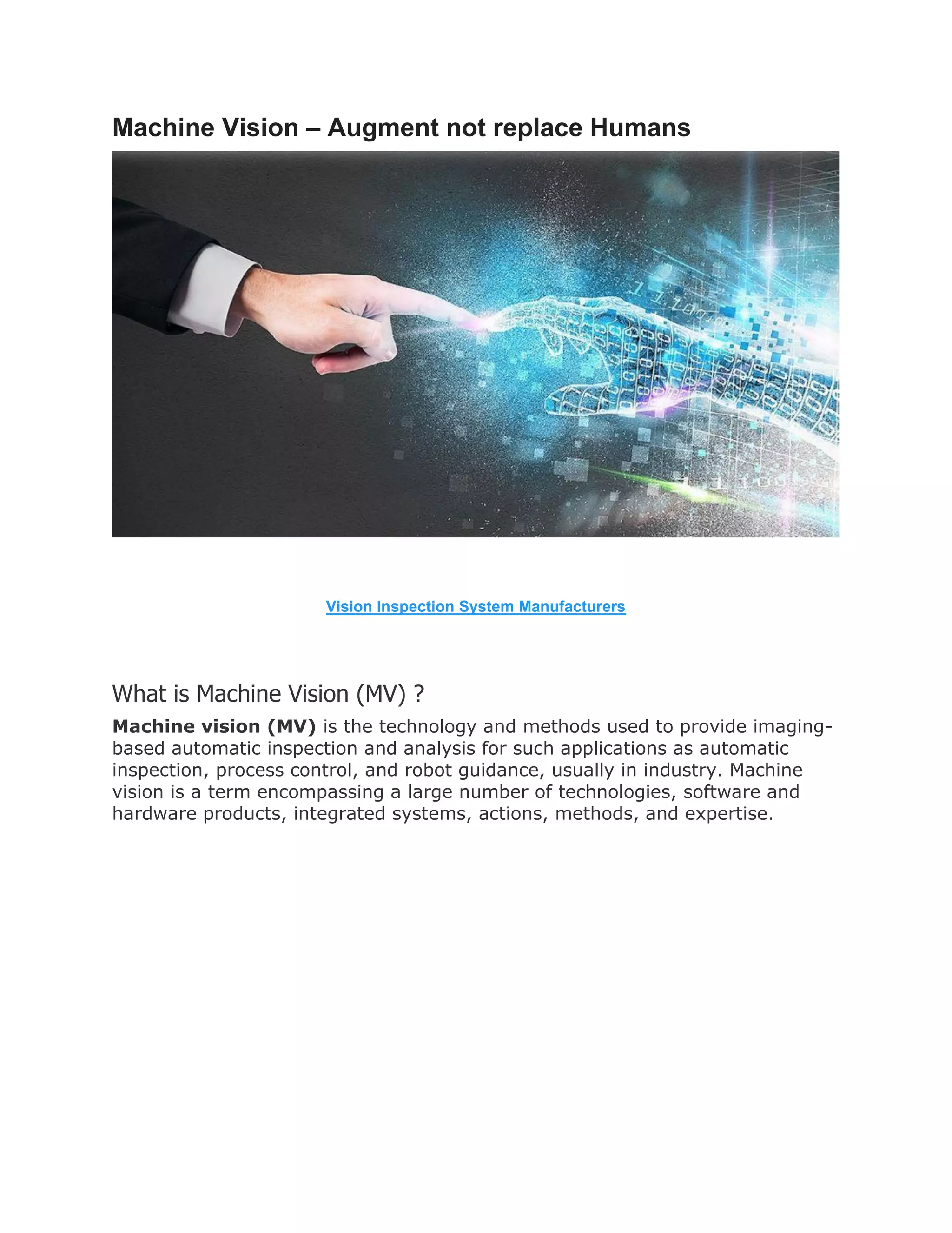 Machine Vision – Augment not replace Humans | PDF