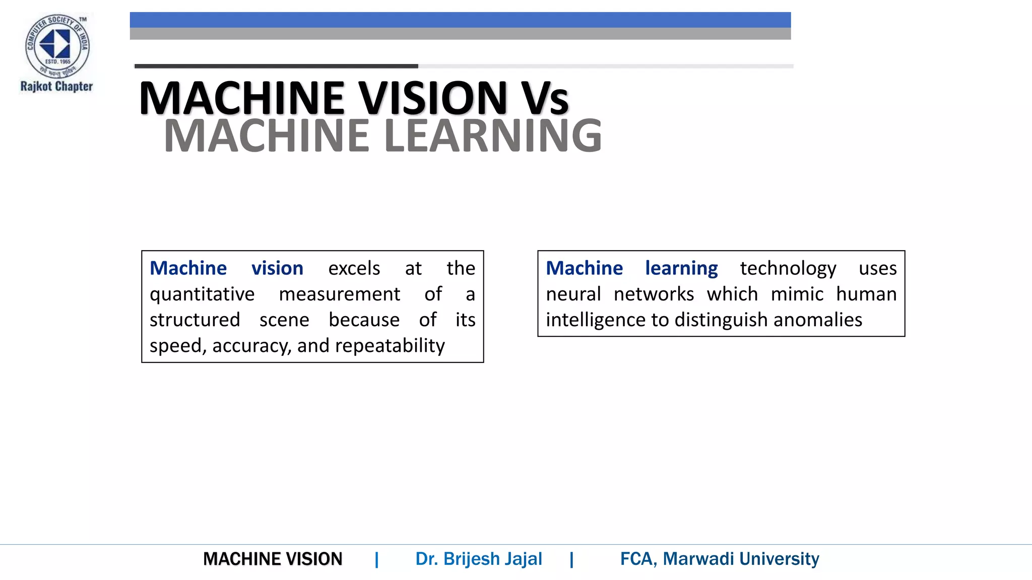 Introduction to Machine Vision and its applications | PPTX