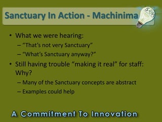 Machinima for Sanctuary | PPTX | Adult Education | Education