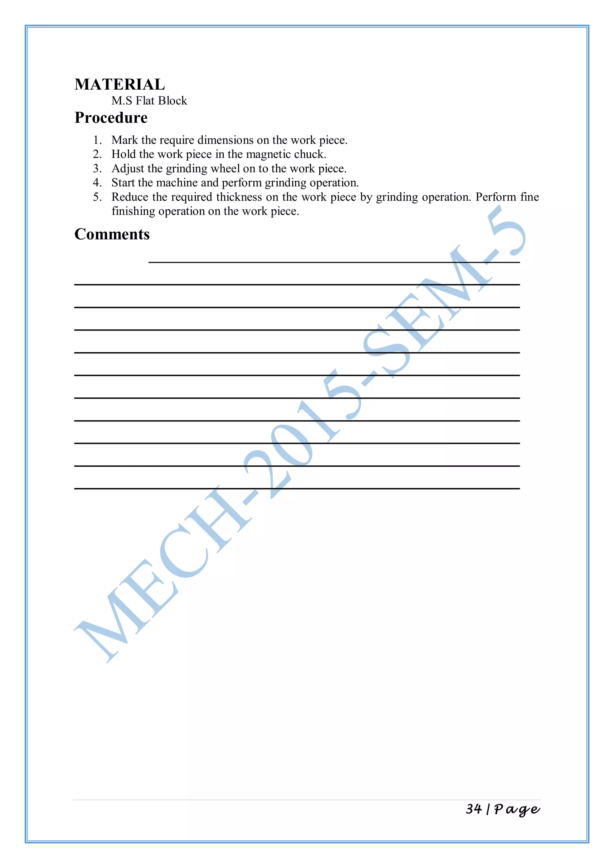 Machining technology lab manual mechanical.manufacturing technology 2 ...