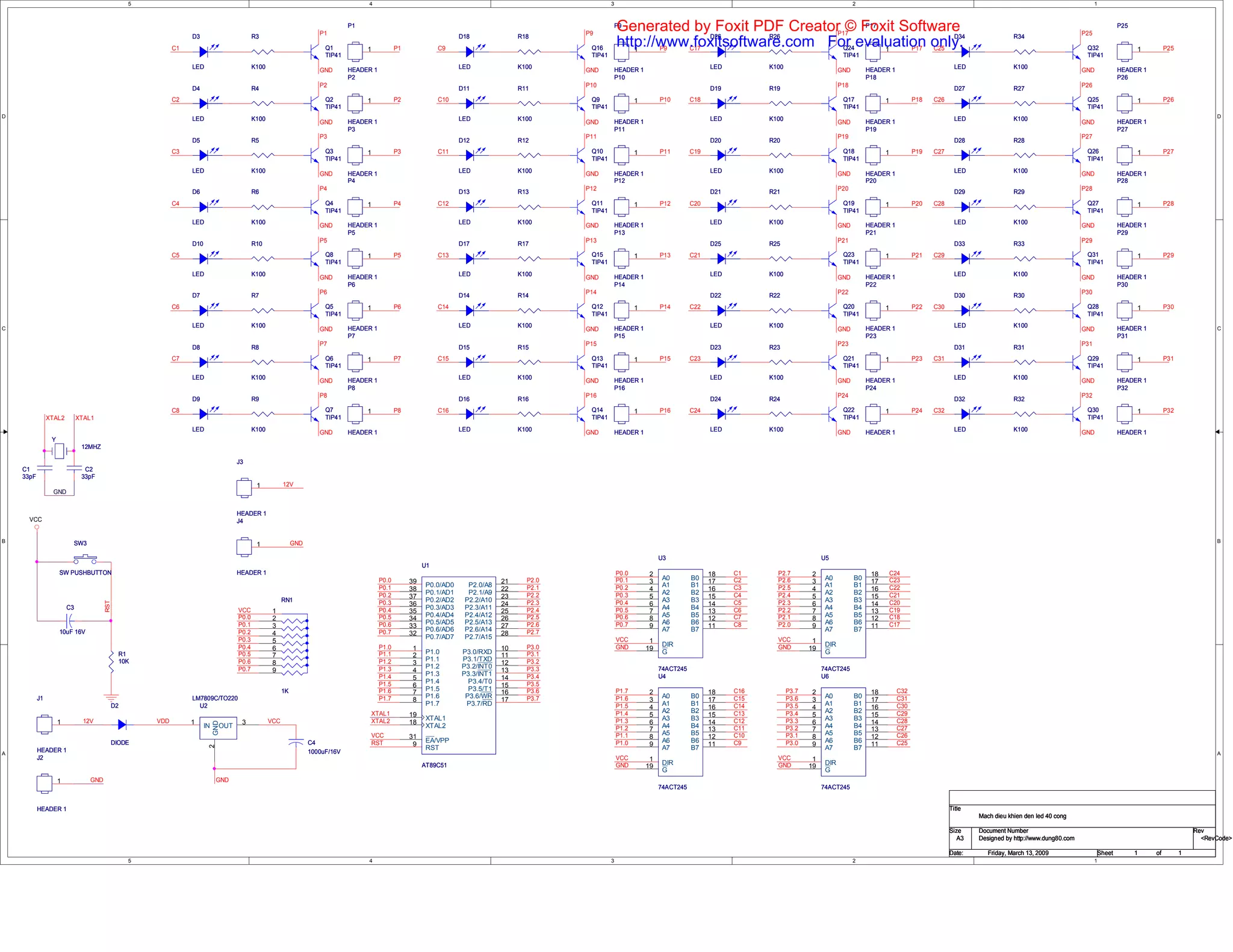 Mạch nguyên lý LED vẫy 32 cổng | PDF