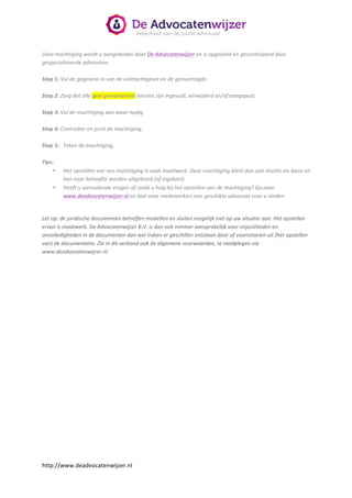 Machtiging - De Advocatenwijzer | PDF