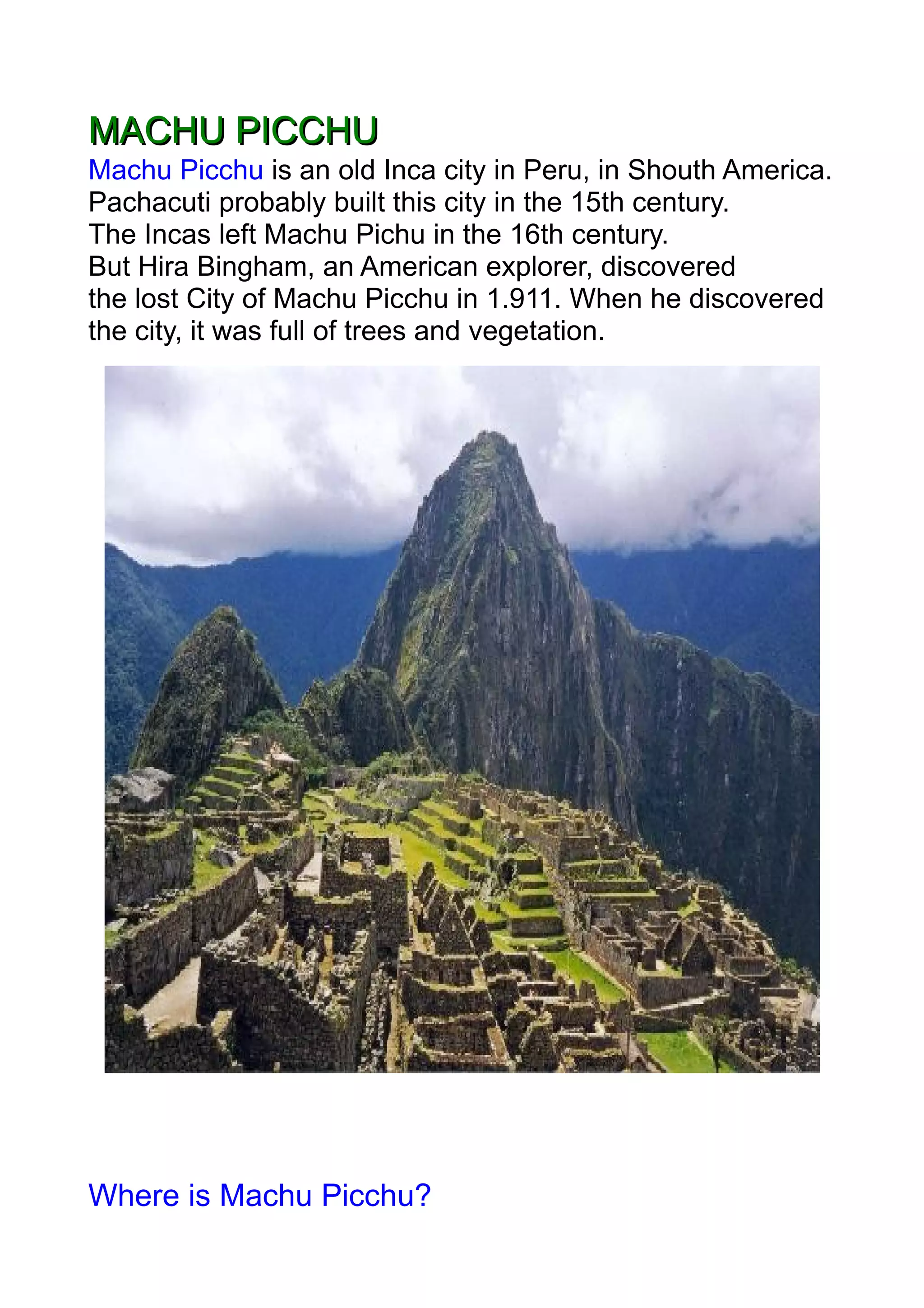 Machu picchu | ODT