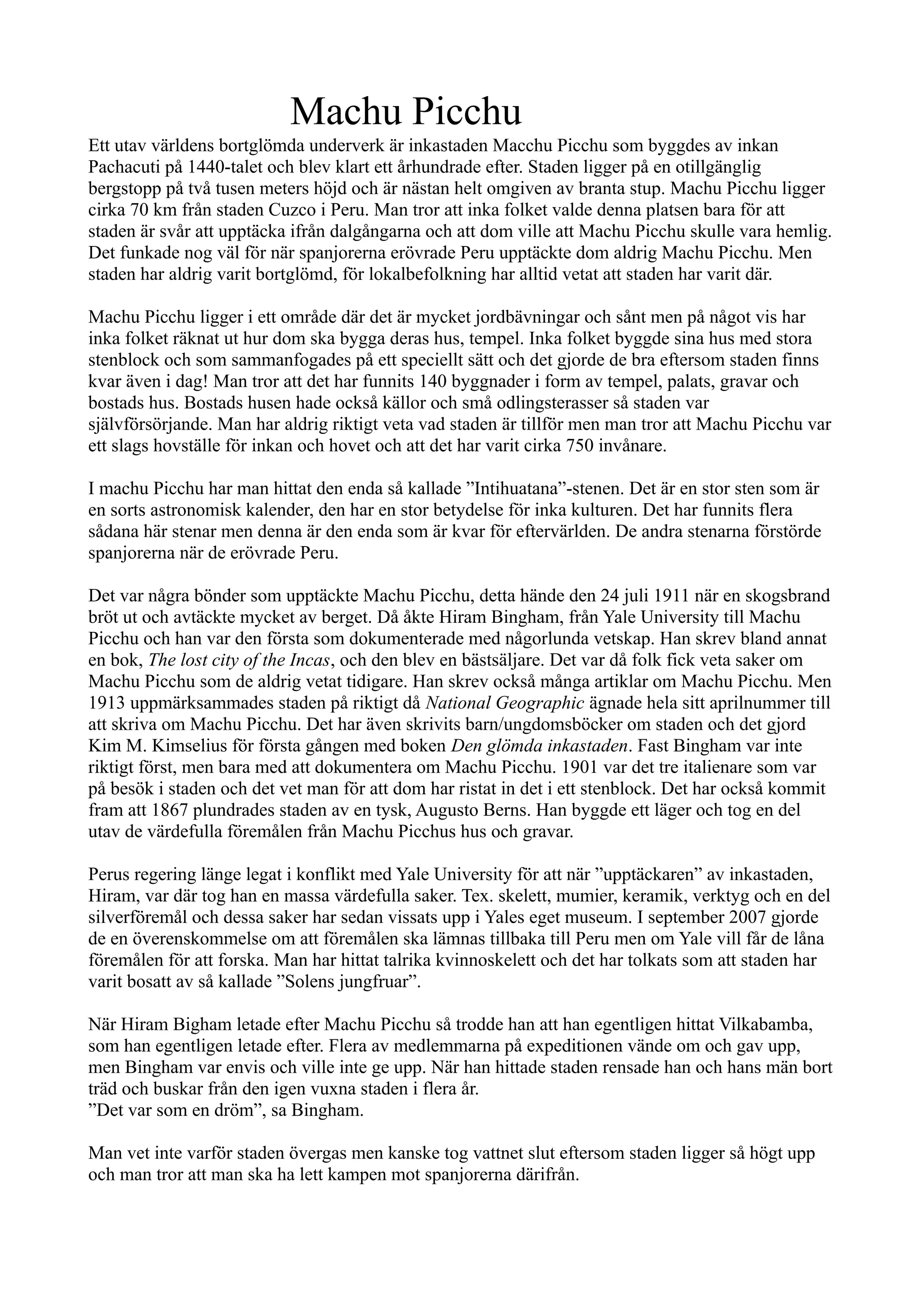 Machu picchu | PDF