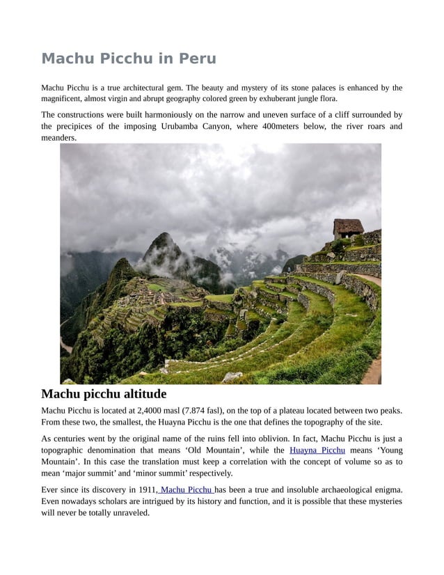 Machu picchu in-peru | PDF