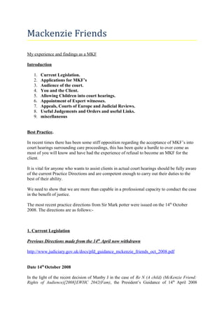 Mackenzie friends advice from j4 f | PDF