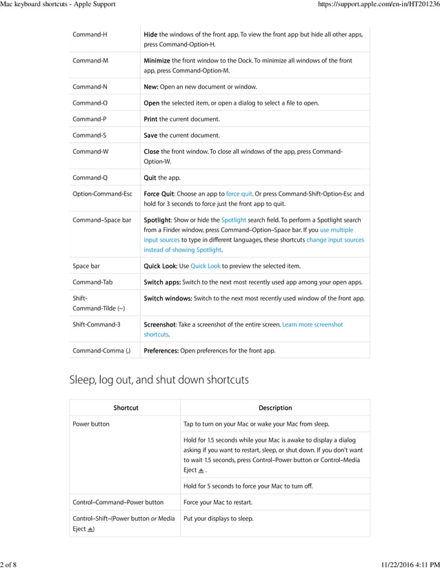 Mac Keyboard Shortcuts Apple Support Pdf Operating Systems