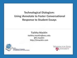 Macklin_CC2014 | PPTX | Educational Assessment | Education