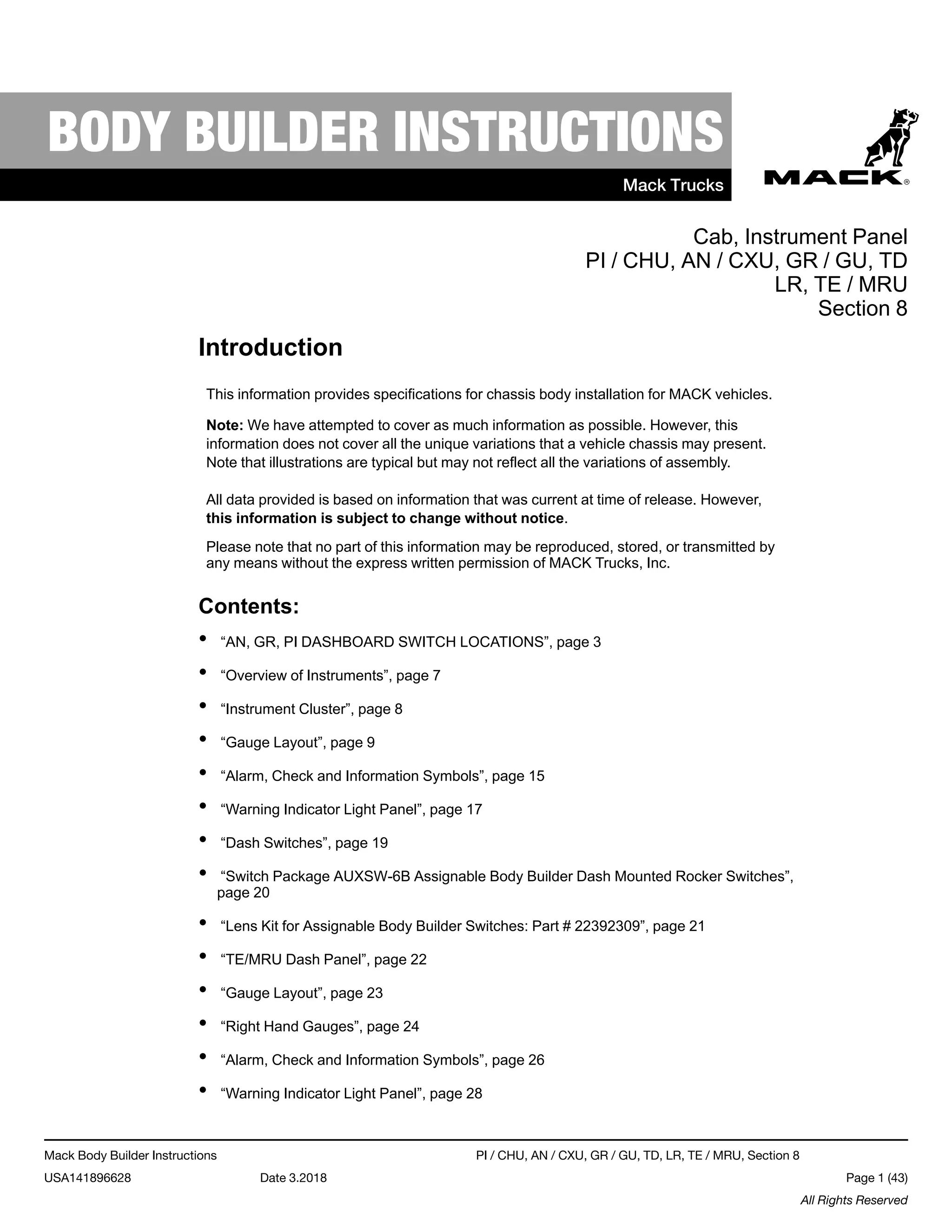 Mack Trucks' Body Builder Instructions | PDF