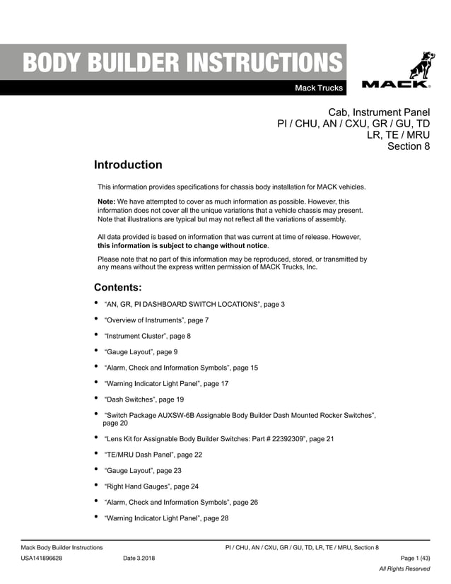 Mack Trucks' Body Builder Instructions | PDF | Radio Control | Hobbies ...