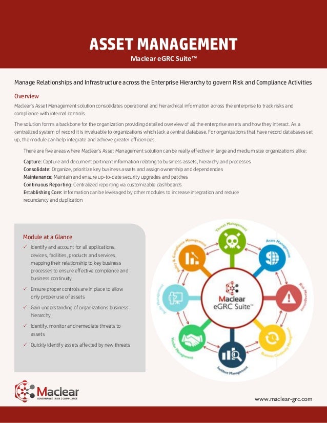 Maclear eGRC Suite Asset Management