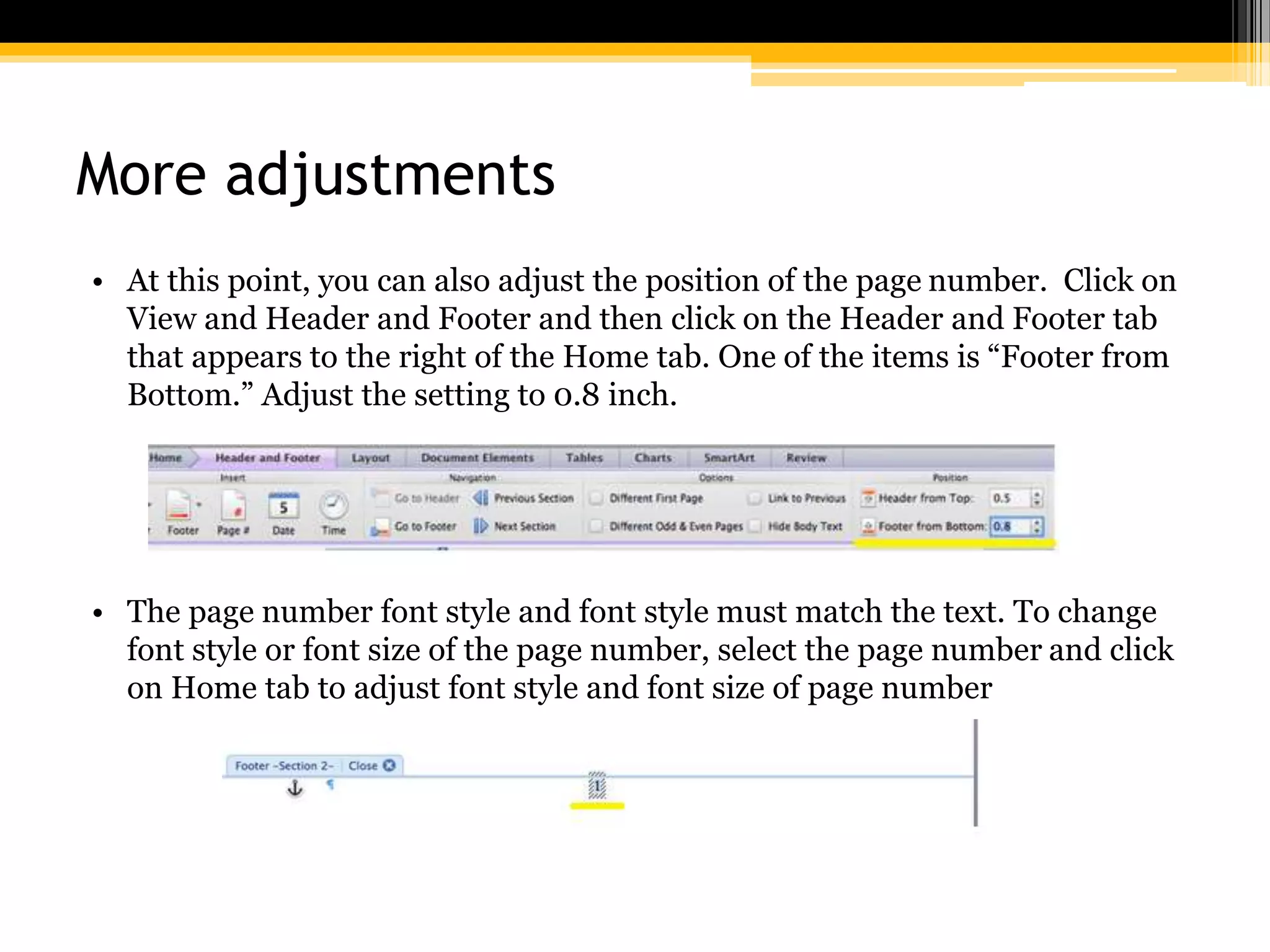 Mac different page numbers inserted in one document | PPT