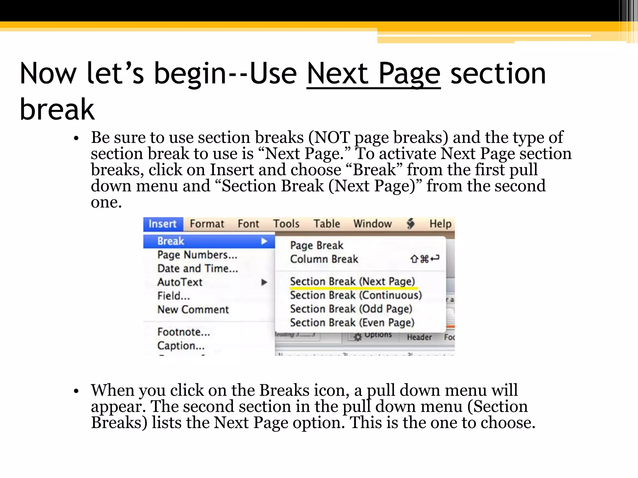 Mac different page numbers inserted in one document | PPTX