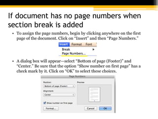 Mac different page numbers inserted in one document | PPTX