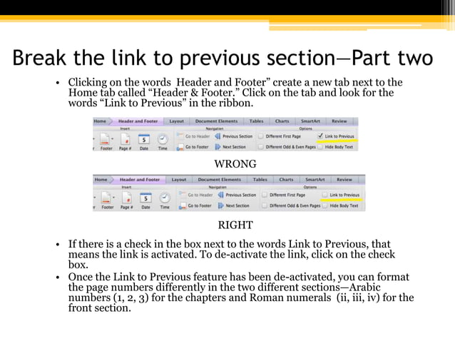 Mac different page numbers inserted in one document | PPT