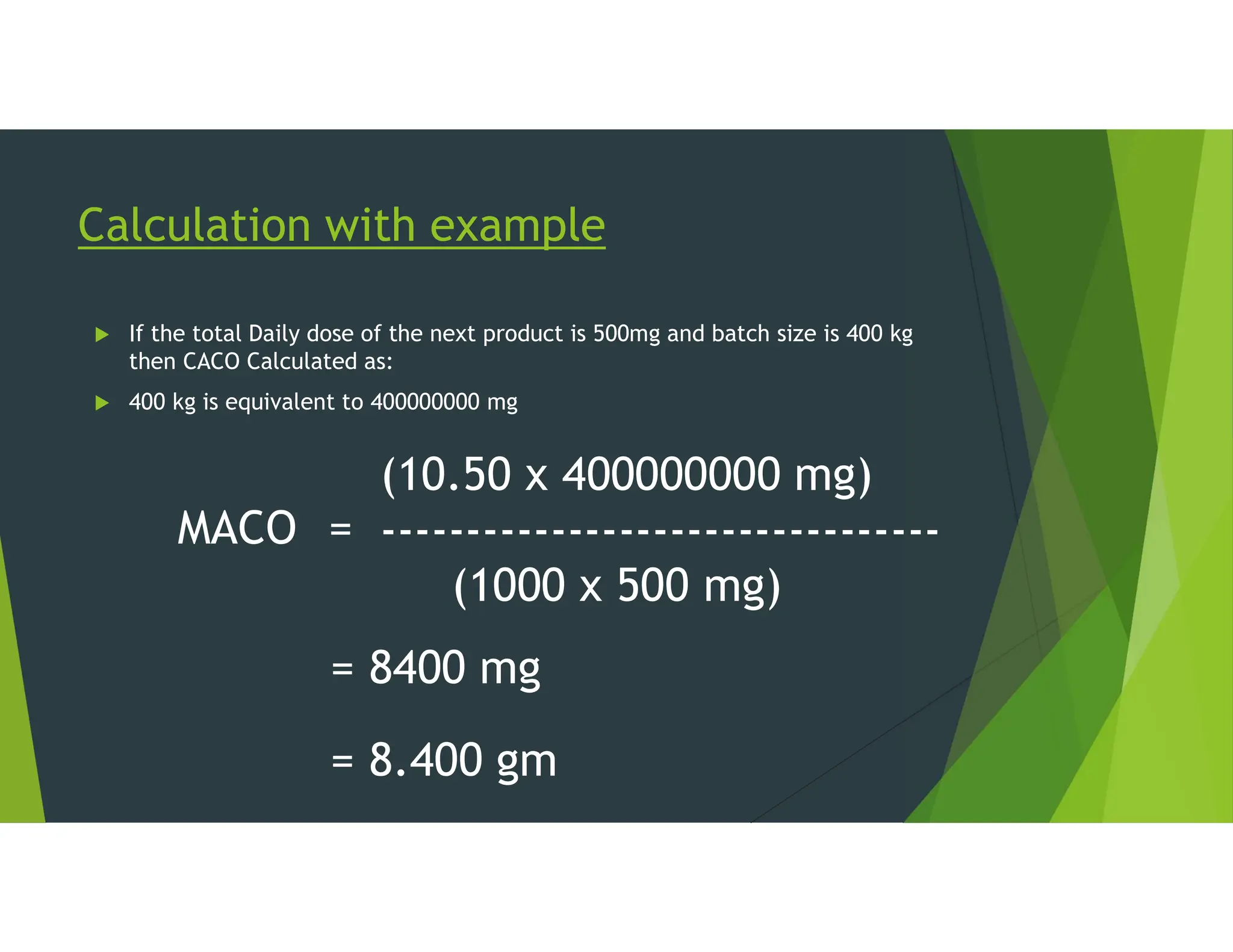 MACO calculation for cleaning validation.pdf