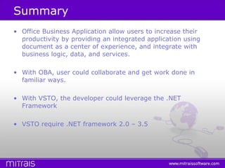 VSTO (Introduction) | PPT