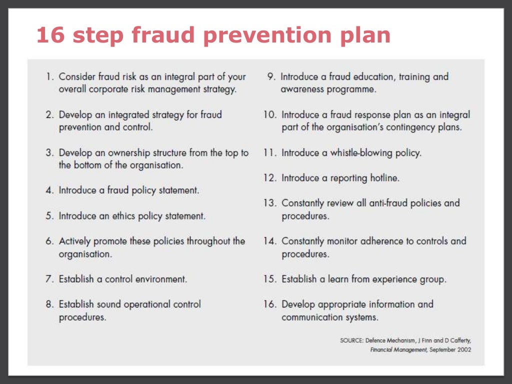 16 step fraud prevention plan