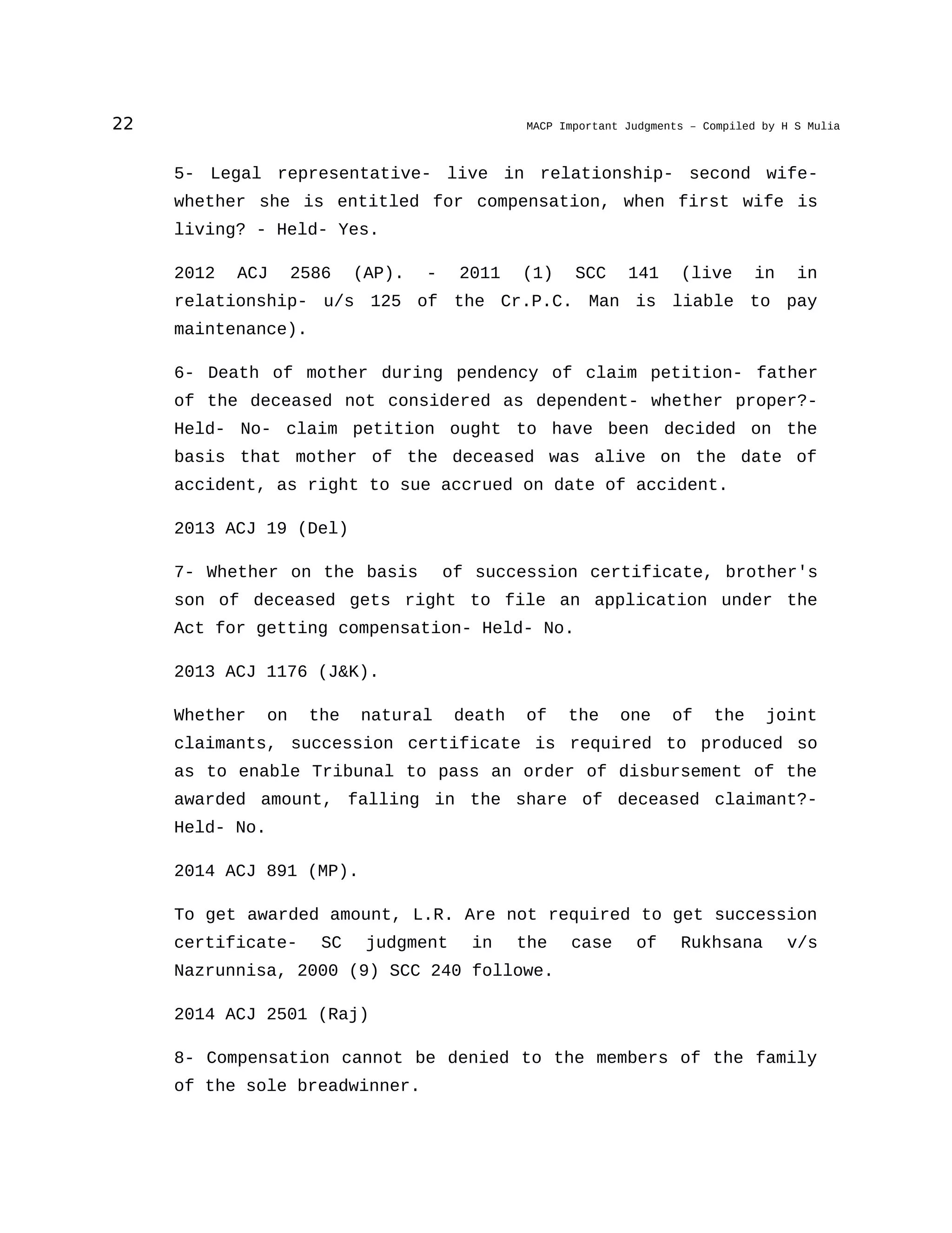 Motor Accident Claim Petition Compensation Judgments | PDF