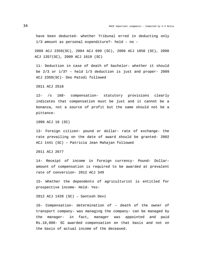 Motor Accident Claim Petition Compensation Judgments | PDF | Motor ...