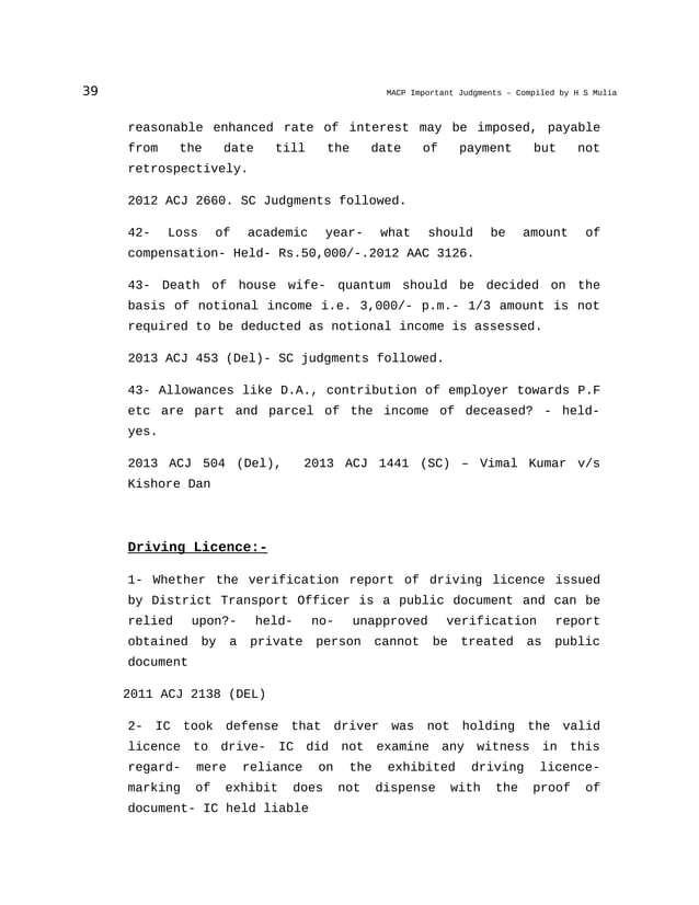 Motor Accident Claim Petition Compensation Judgments | PDF | Motor ...