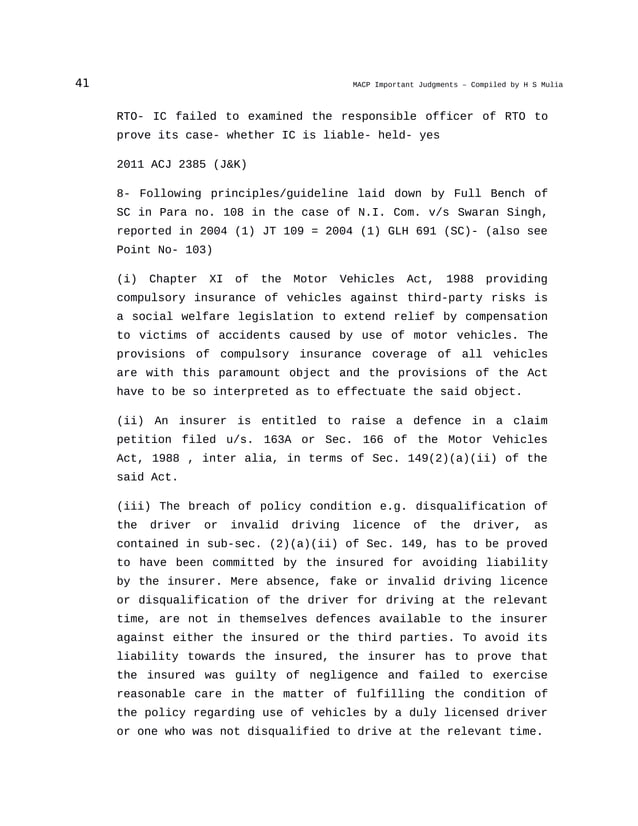 Motor Accident Claim Petition Compensation Judgments | PDF | Motor ...