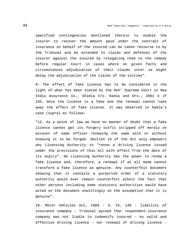 Motor Accident Claim Petition Compensation Judgments | PDF | Motor ...