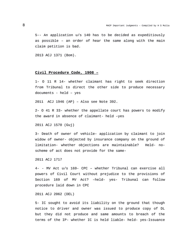 Motor Accident Claim Petition Compensation Judgments | PDF | Motor ...