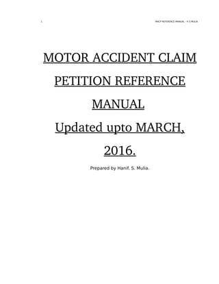 Motor Accident Claim Petition Reference Manual - March 2016 | PDF